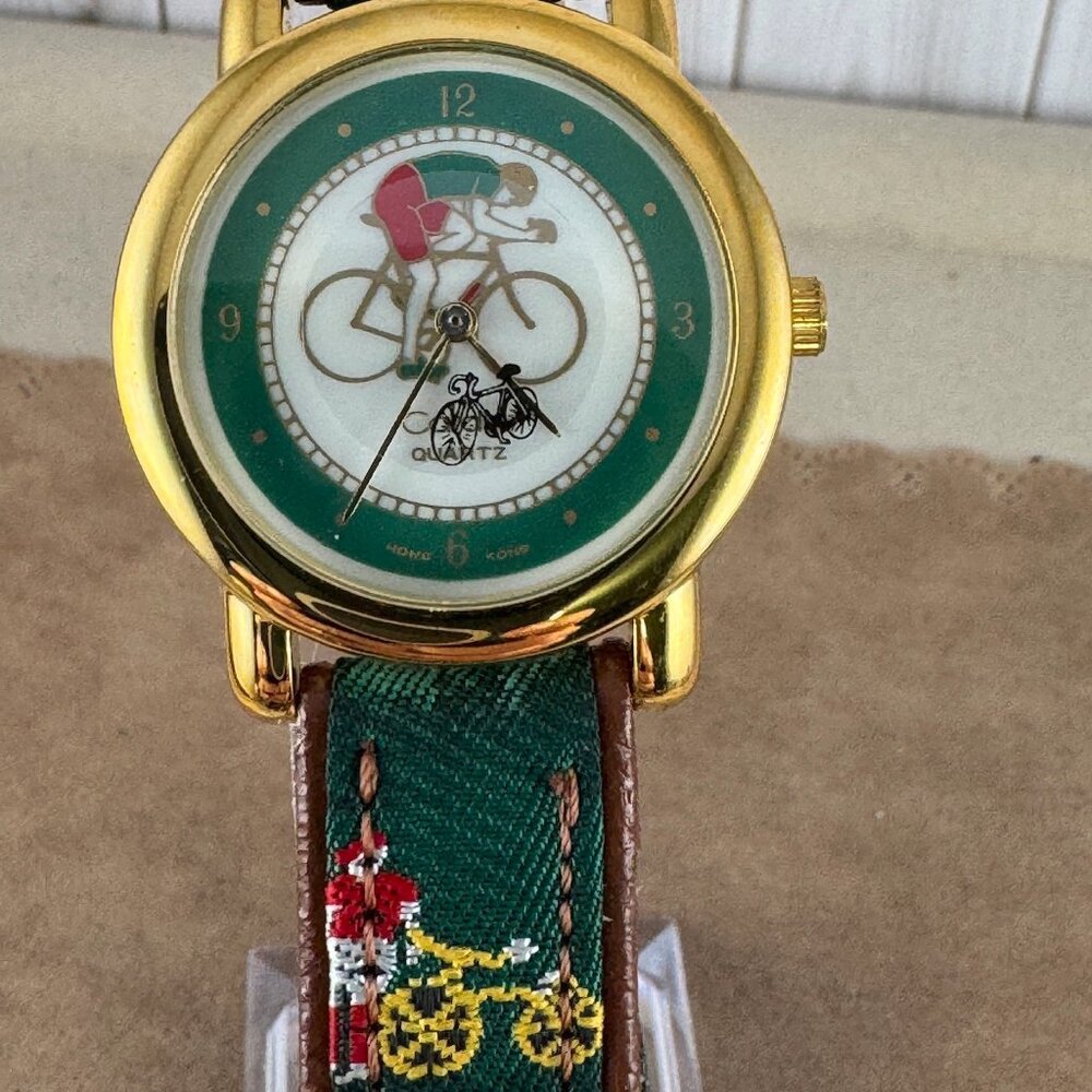 Vintage Cardini Rotating Bicycle Watch With Embroider… - Gem